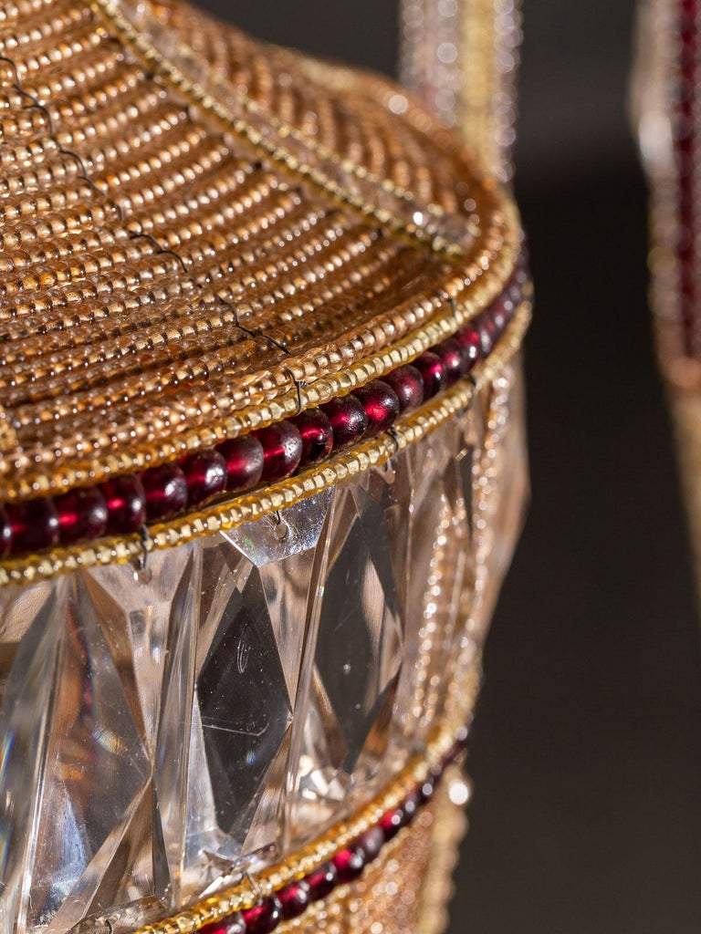 Pair Tall Vintage Italian Hand Beaded Crystal Urn Lamps, circa 1930 at ...