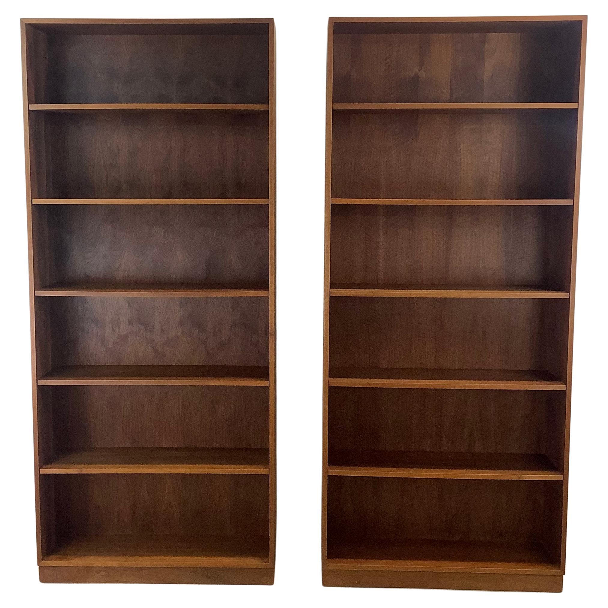 Pair Tall Vintage Modern Bookcases- Six Shelves For Sale at 1stDibs