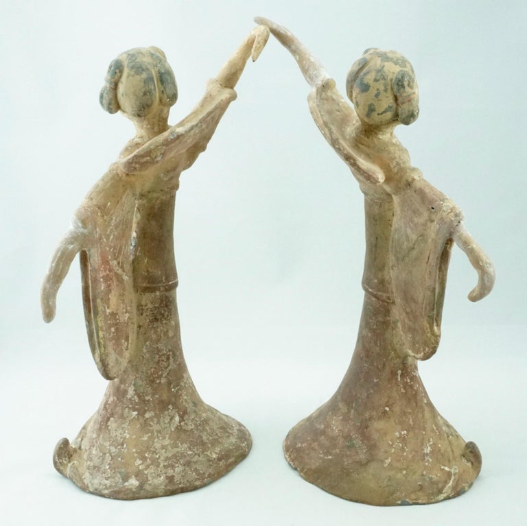 Pair Tang Dynasty Dancing Figures, China '618-907AD' For Sale at 1stDibs