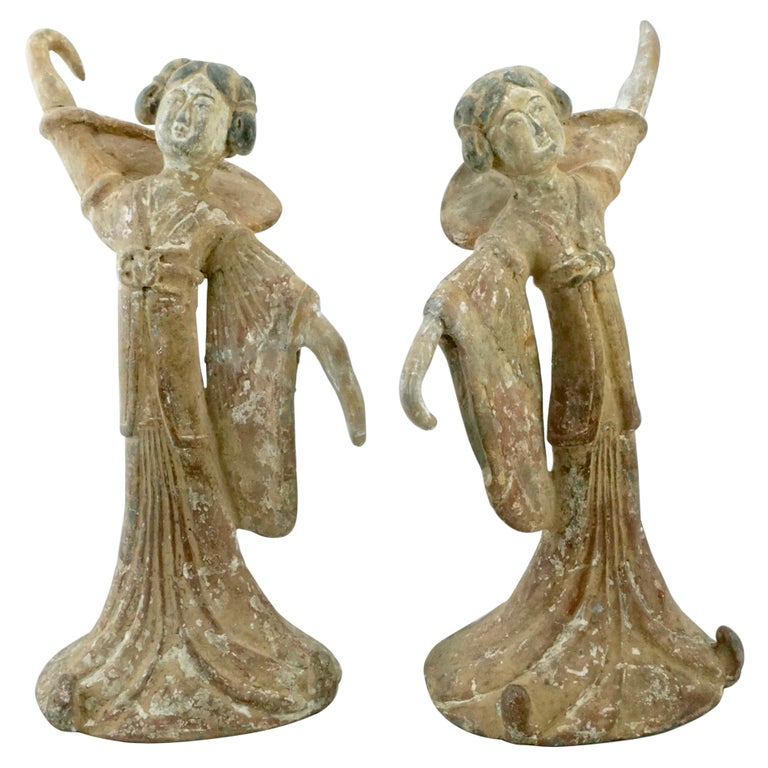 Pair Tang Dynasty Dancing Figures, China '618-907AD' For Sale at 1stDibs