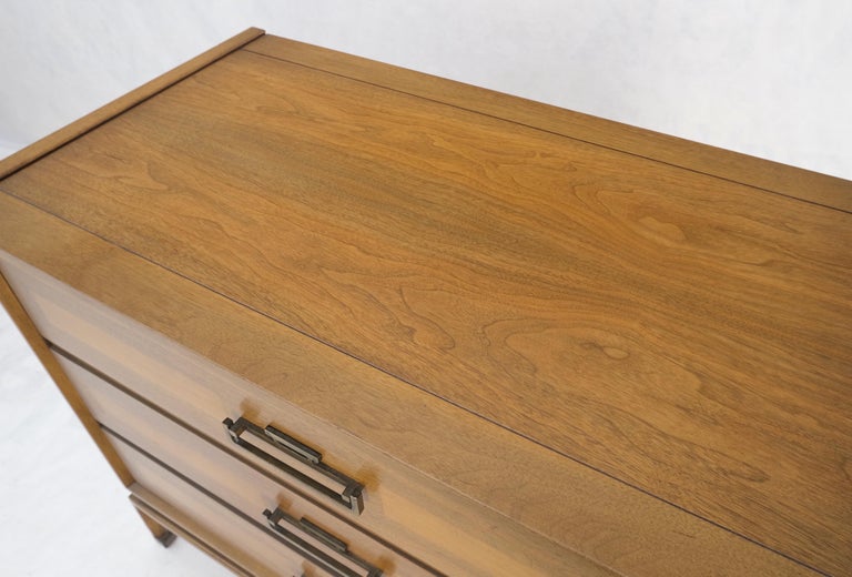 Pair Three Drawers Light Walnut Banded Drawers Drop Pulls Bachelor ...