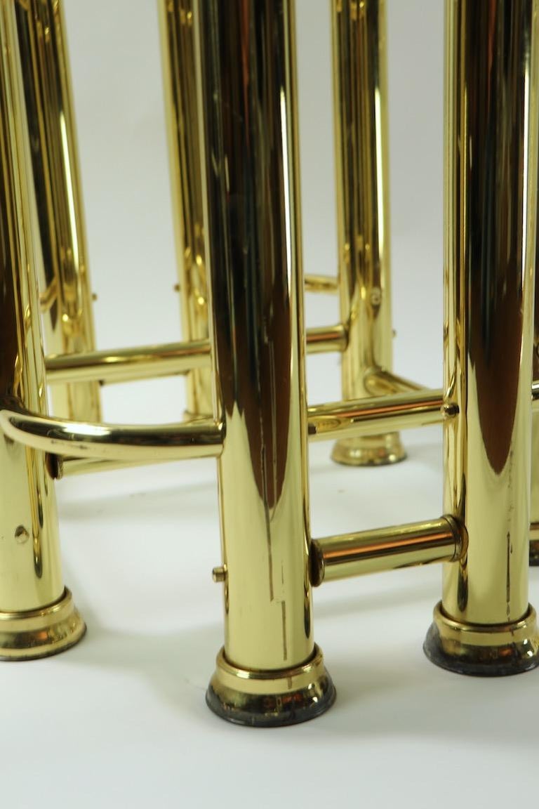 Pair of Tubular Brass and Glass End Tables For Sale at 1stDibs