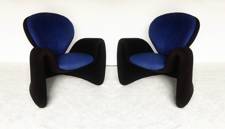 Pair of Two-Tone Modern Cantilever Ribbon Armchairs For Sale at 1stDibs
