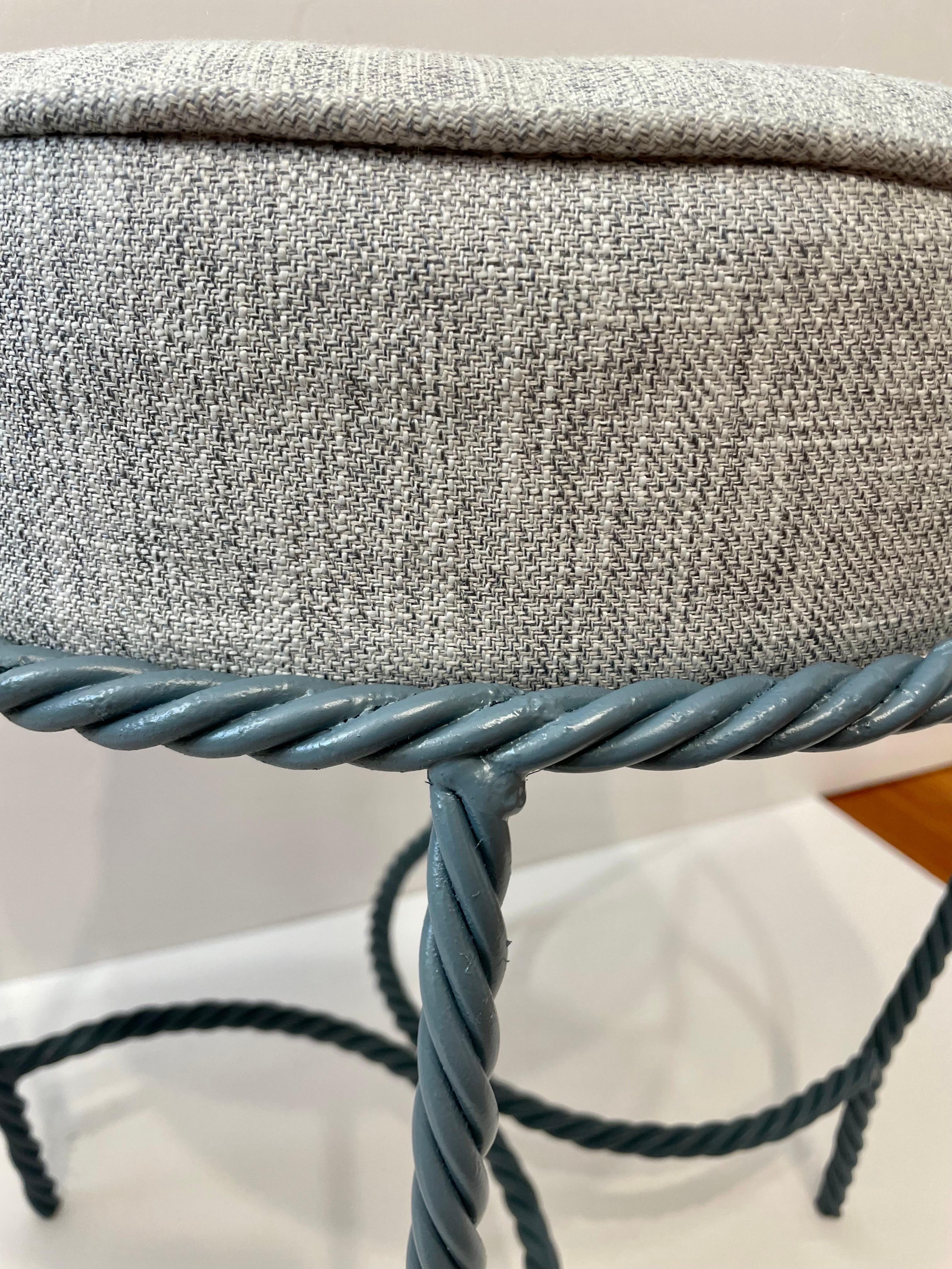 Pair Upholstered Italian Iron Rope Benches For Sale at 1stDibs