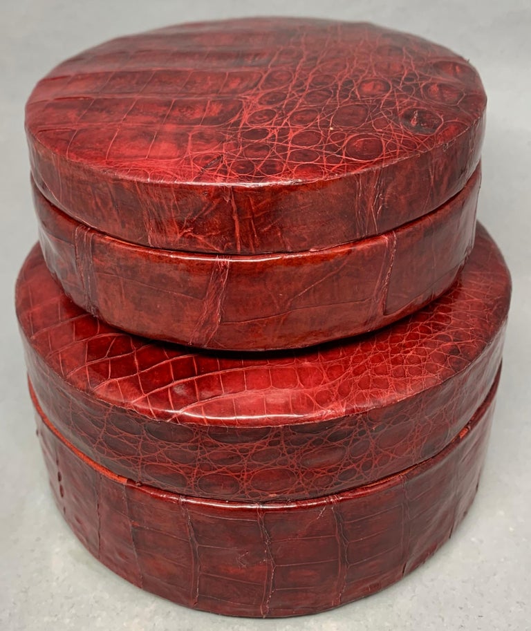 Pair Red Crocodile Nesting Boxes For Sale at 1stDibs