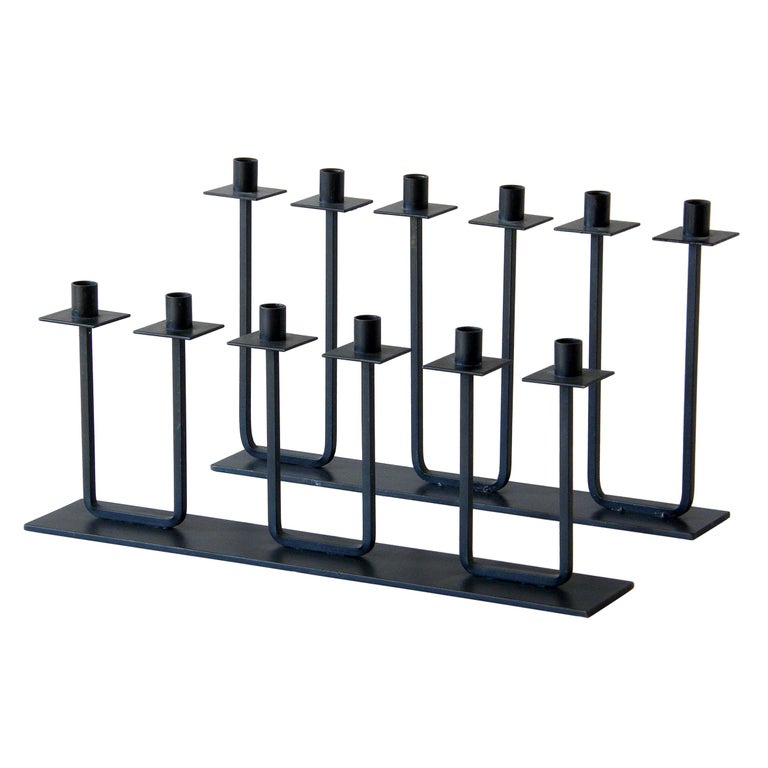 Pair Van Keppel Green VKG Iron Candelabras Candleholders with Varying ...