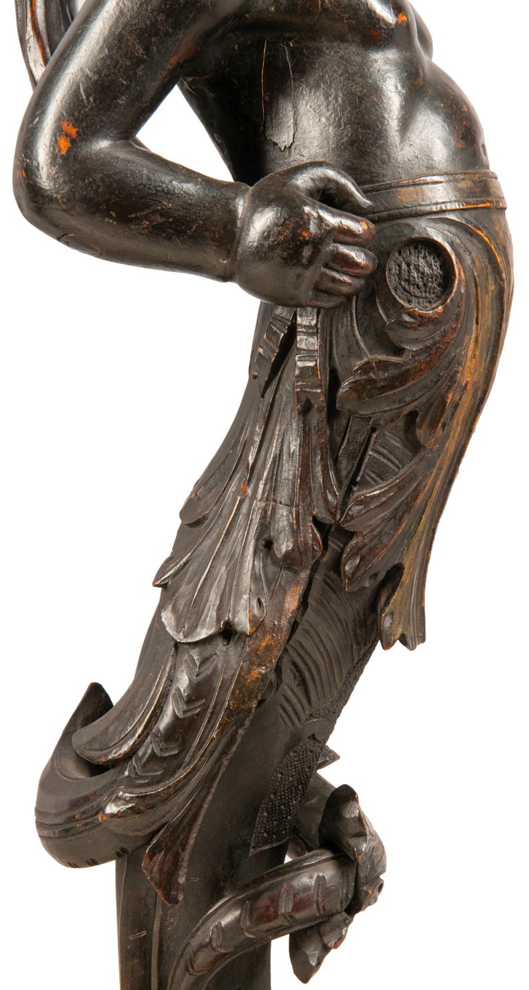 Pair Venetian carved Walnut Torchas, 19th Century For Sale at 1stDibs