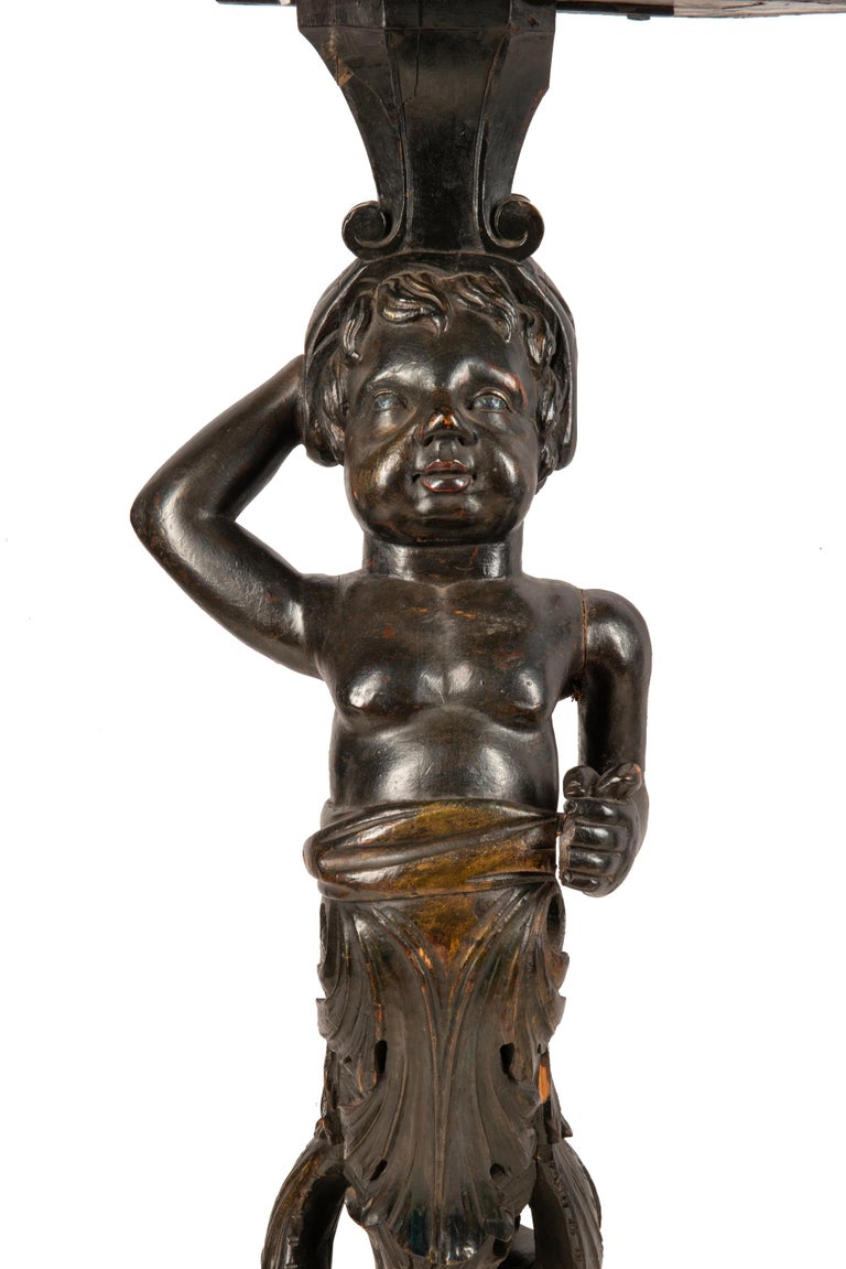 Pair Venetian carved Walnut Torchas, 19th Century For Sale at 1stDibs