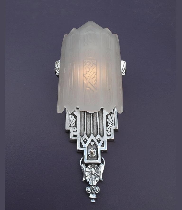 Pair Very High Style Vintage American Art Deco Wall Sconces with ...