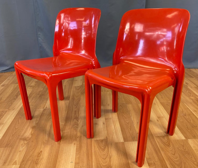 Pair of Vico Magistretti designed Selene Stacking Chairs for Artemide ...