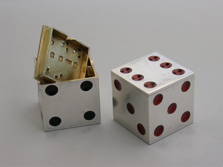 Pair of Victorian Novelty Scottish Silver and Enamel Dice Peppers ...