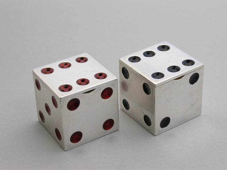 Pair of Victorian Novelty Scottish Silver and Enamel Dice Peppers ...