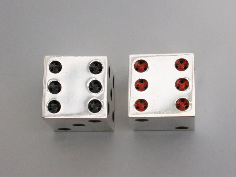 Pair of Victorian Novelty Scottish Silver and Enamel Dice Peppers ...