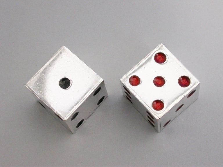 Pair of Victorian Novelty Scottish Silver and Enamel Dice Peppers ...
