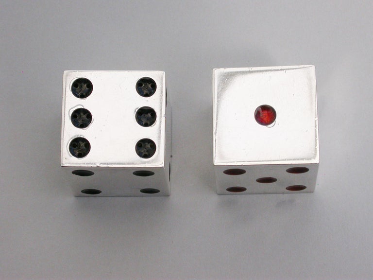 Pair of Victorian Novelty Scottish Silver and Enamel Dice Peppers ...