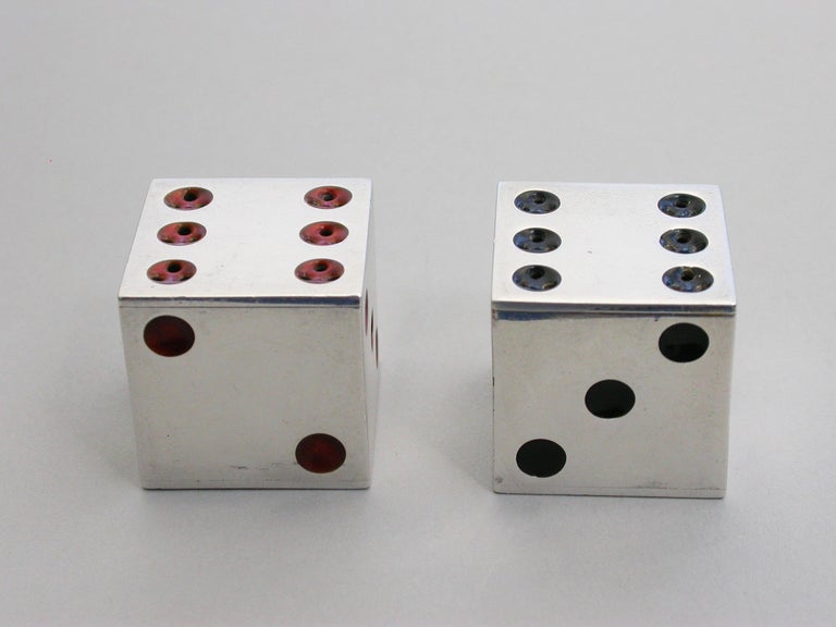 Pair of Victorian Novelty Scottish Silver and Enamel Dice Peppers ...