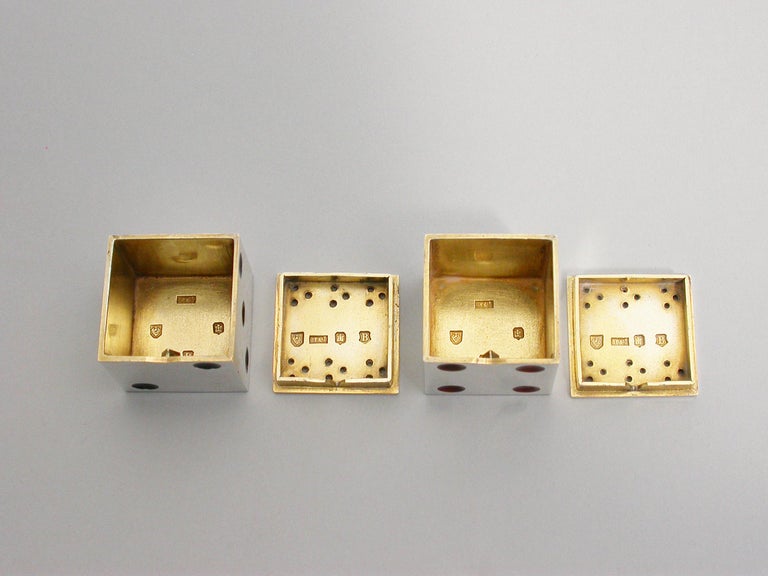 Pair of Victorian Novelty Scottish Silver and Enamel Dice Peppers ...