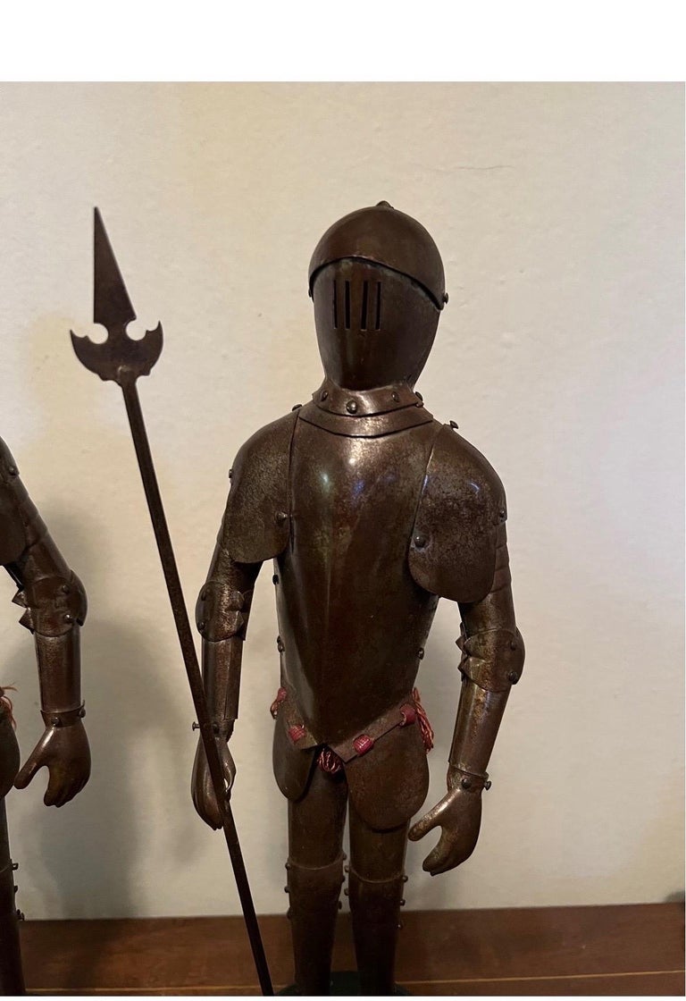 Pair, Victorian Period Hand Forged Suit of Armor Knight Figures ...
