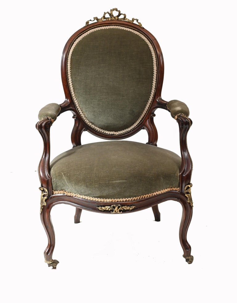 Pair Victorian Salon Chairs Arm, 1870 For Sale at 1stDibs