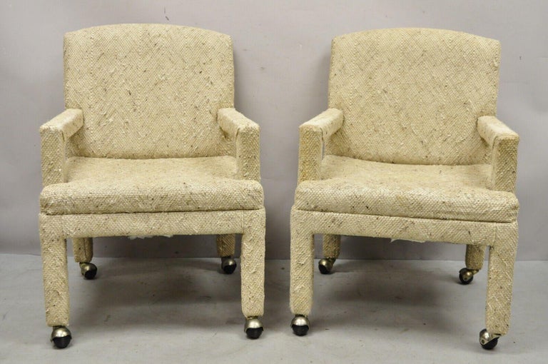 Pair Vintage Bassett Furniture Fully Upholstered Parson Style Club