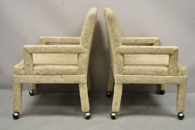 Pair Vintage Bassett Furniture Fully Upholstered Parson Style Club