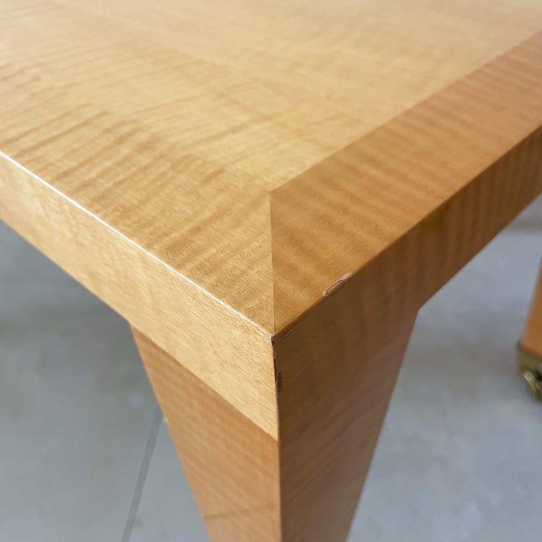 Pair Vintage Birch End Table with Tapered Legs on Brass Wheels For Sale ...