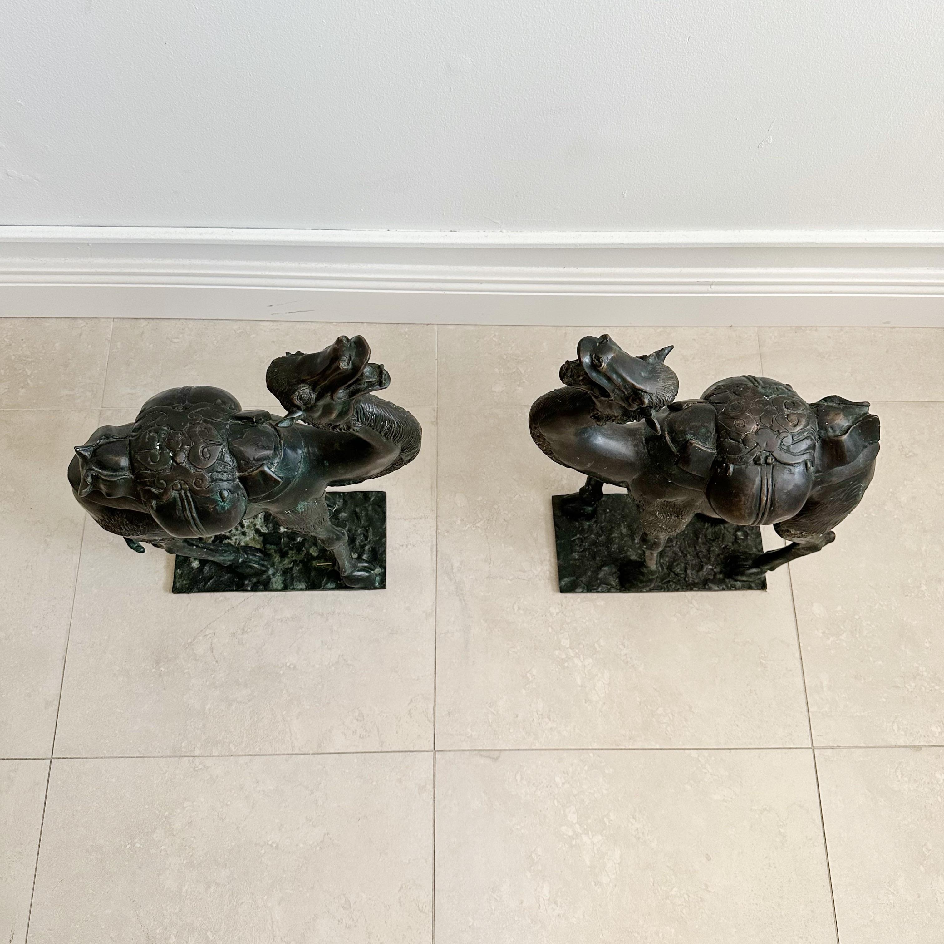 Pair Vintage Bronze Camel Sculptures For Sale at 1stDibs
