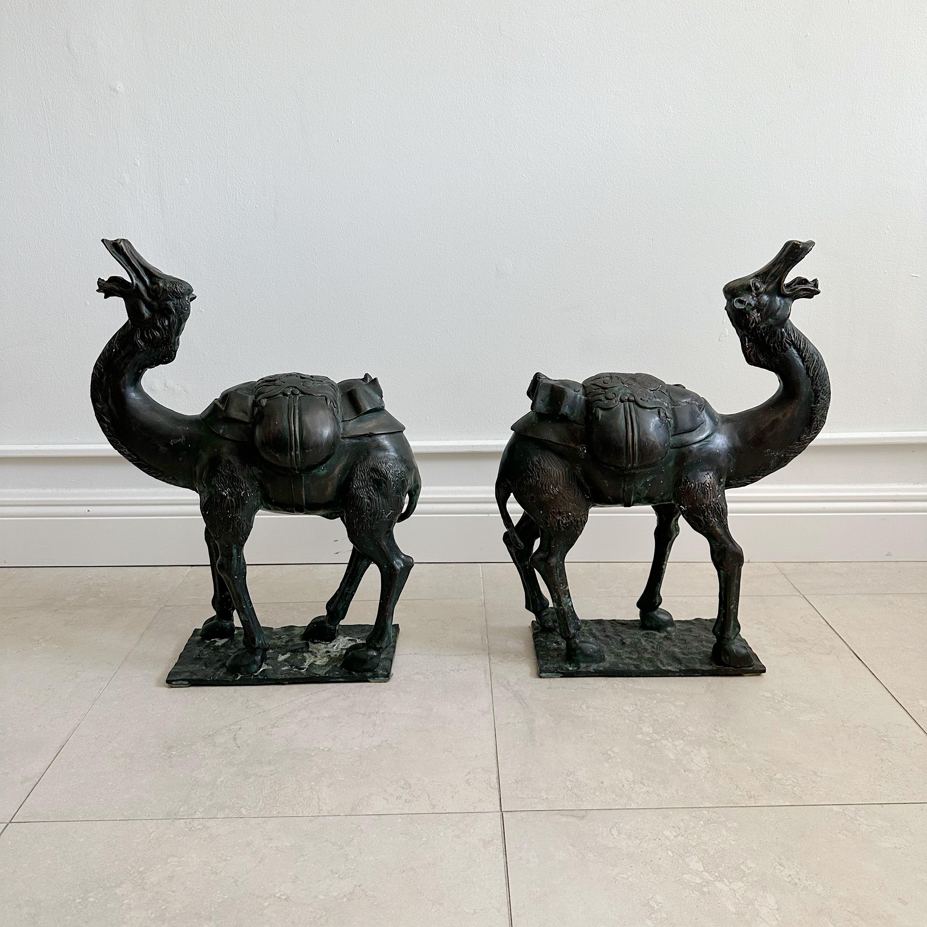 Pair Vintage Bronze Camel Sculptures For Sale at 1stDibs