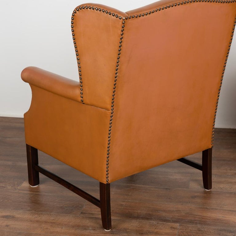 Pair, Vintage Brown Leather Wing Back Arm Chairs, Denmark circa 1960s ...