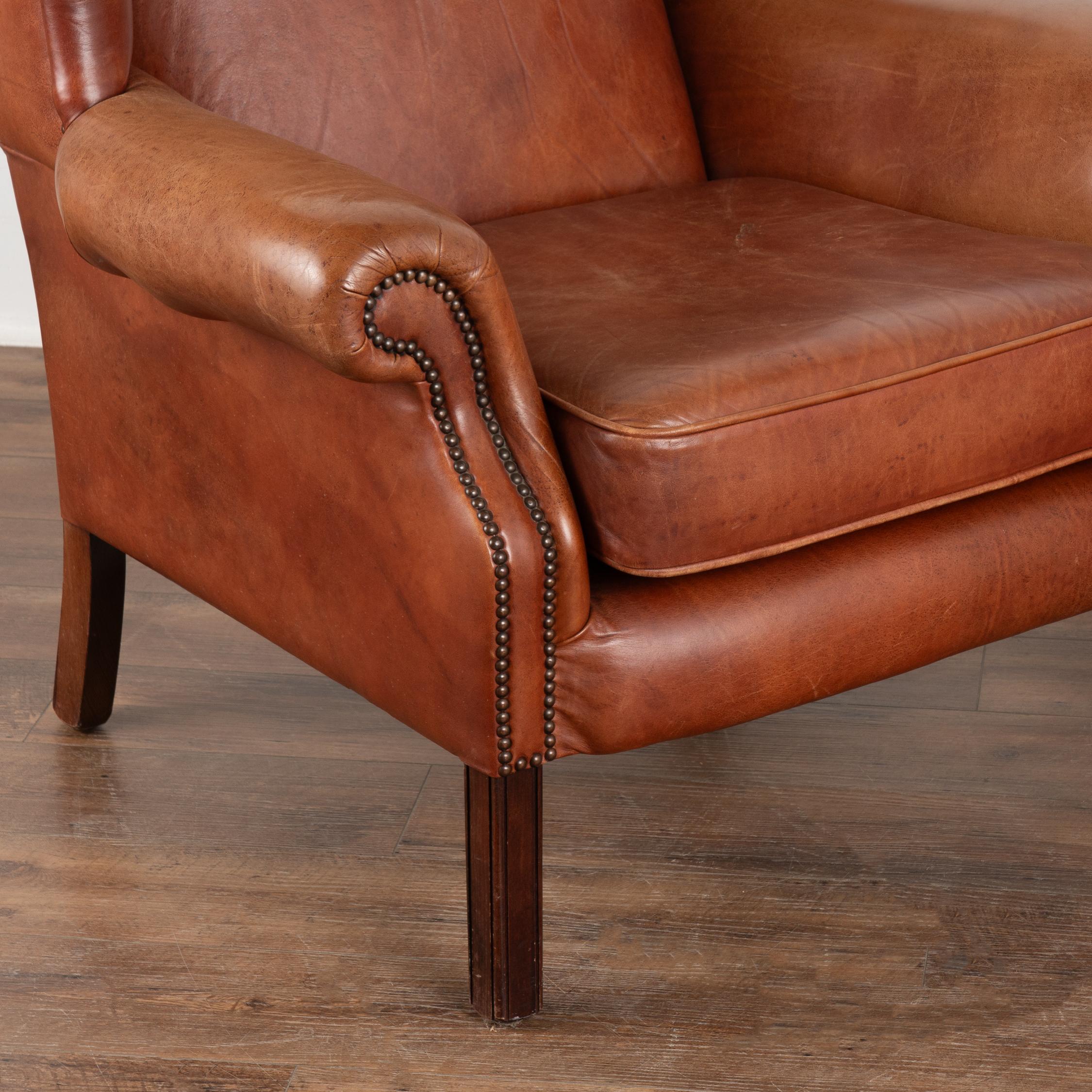 Pair, Vintage Brown Leather Wingback Arm Chairs, England circa 1960-70 ...