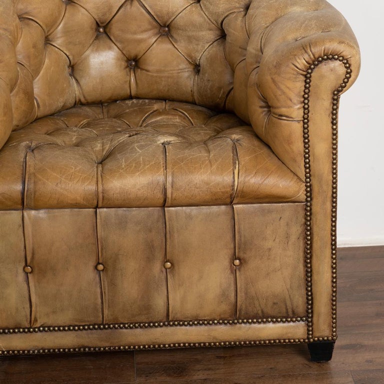 Pair, Vintage Camel Coloured Leather Barrel Arm Chairs, Denmark circa ...