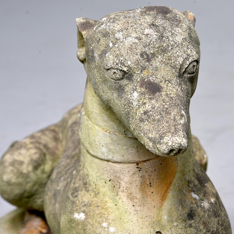Pair of Vintage English Stone Garden Whippets at 1stDibs