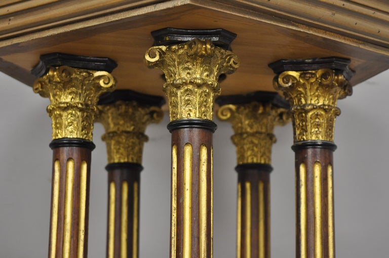 Pair of French Empire Corinthian Column Glass Top Hexagon Small Side ...