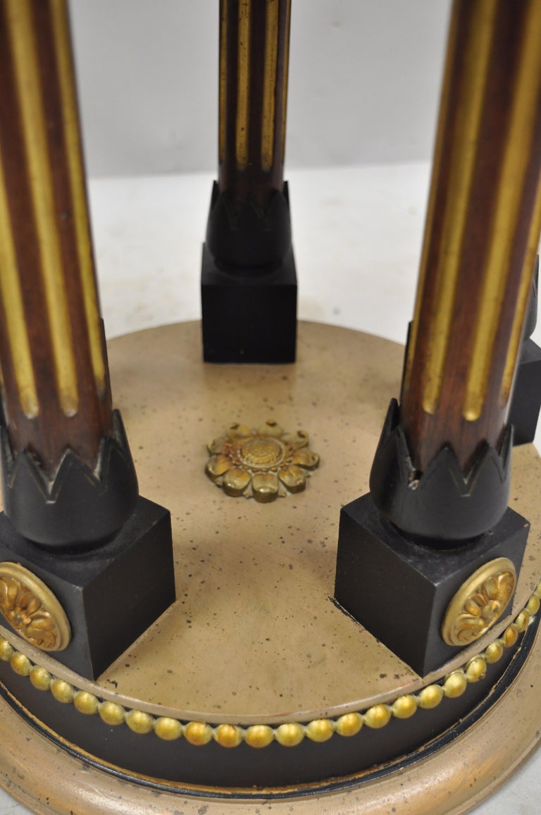 Pair of French Empire Corinthian Column Glass Top Hexagon Small Side ...