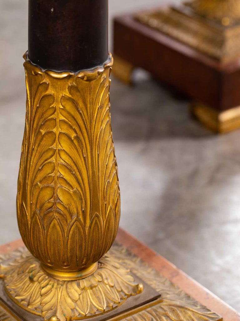 2 Vintage French Neoclassical Bronze Gilt Bronze Column Floor Lamps ...