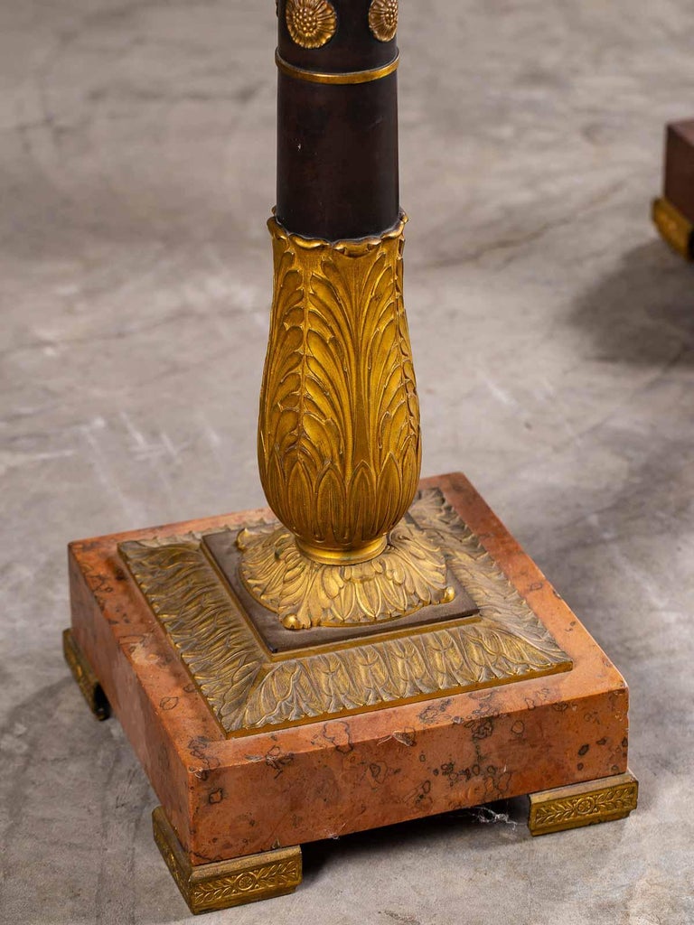 2 Vintage French Neoclassical Bronze Gilt Bronze Column Floor Lamps ...