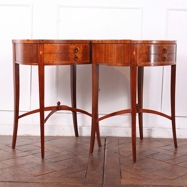 Pair Vintage Inlaid Sheraton Style Nightstands Side Tables For Sale at ...