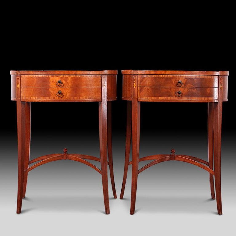 Pair Vintage Inlaid Sheraton Style Nightstands Side Tables For Sale at ...
