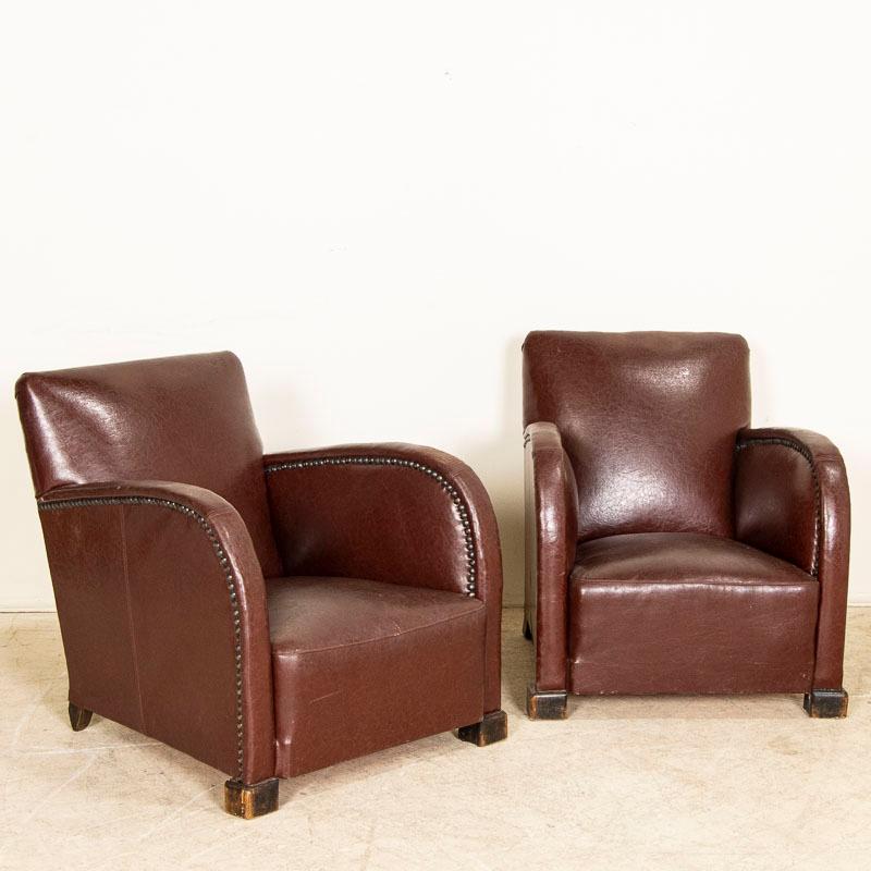 Pair, Vintage Leather Low Sitting Club Chairs from Denmark For Sale at ...