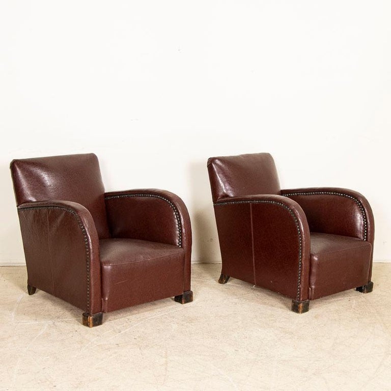 Pair, Vintage Leather Low Sitting Club Chairs from Denmark For Sale at ...