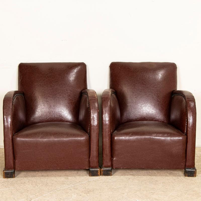 Pair, Vintage Leather Low Sitting Club Chairs from Denmark For Sale at ...