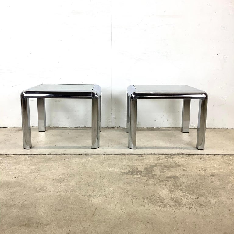 Pair Vintage Modern Chrome End Tables or Lamp Tables at 1stDibs