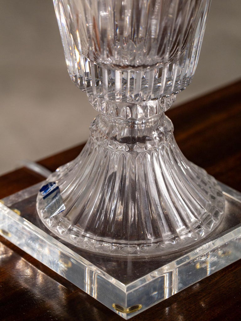 Pair of Vintage Neoclassical German Lead Crystal Lamps Lucite Base ...