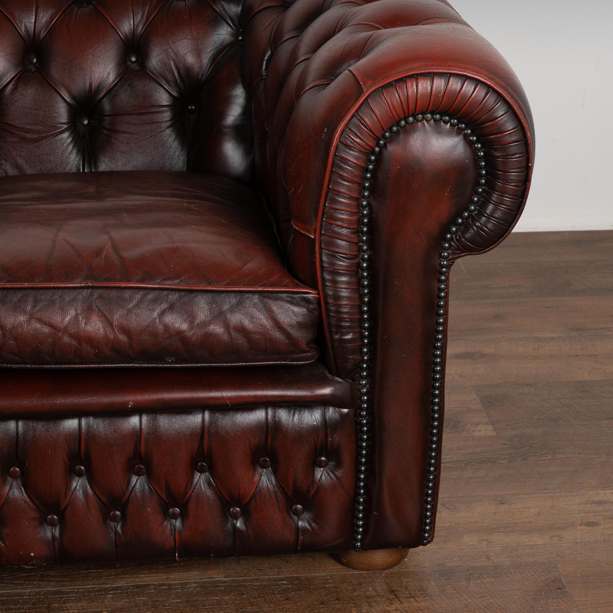 Pair, Vintage Red Leather Chesterfield Club Chairs, Denmark, circa 1980 ...