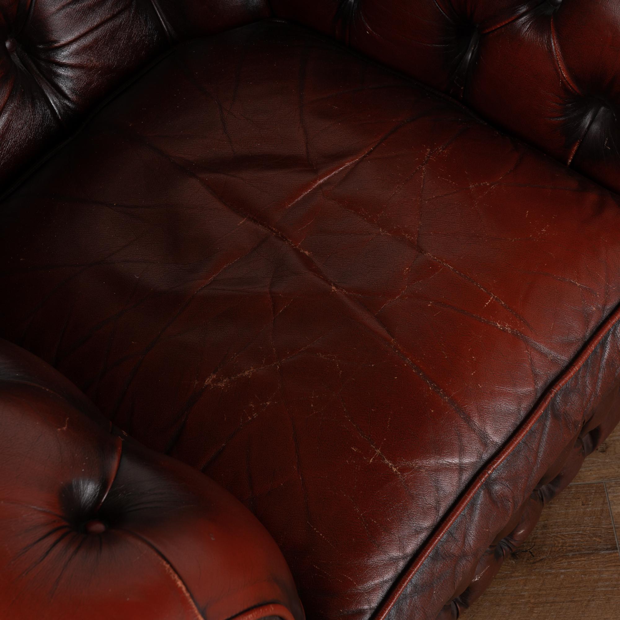 Pair, Vintage Red Leather Chesterfield Club Chairs, Denmark, circa 1980 ...