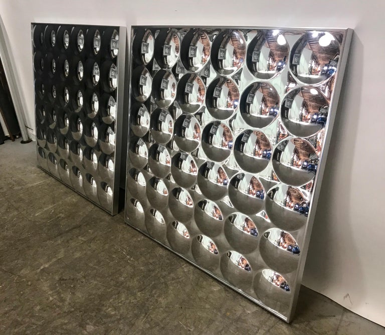 Pair of Vintage Turner Convex Bubble Mirrors, circa 1970s at 1stDibs