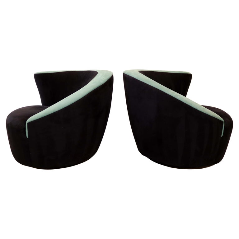 Pair Weiman Preview Corkscrew Nautilus Swivel Chairs Modern ...