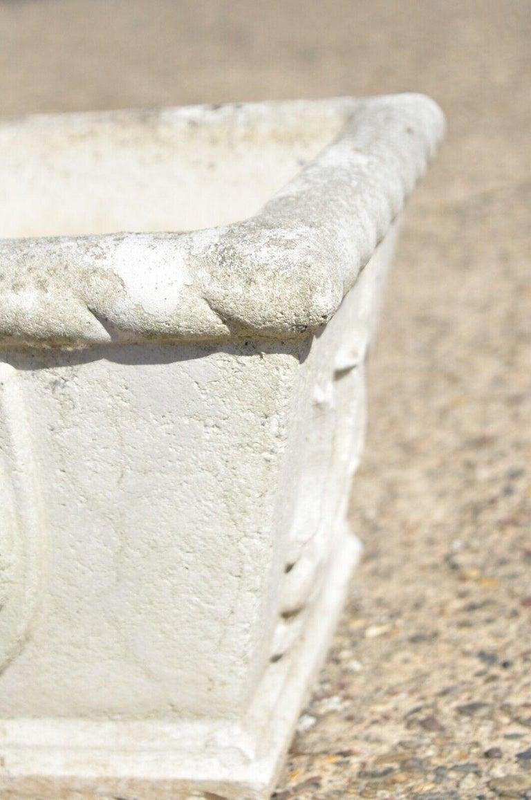 Pair Vtg Cast Concrete Garden Planter Box Pots with Ships and Shield ...