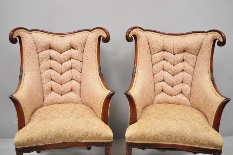 Pair of Hollywood Regency French Style Mahogany Armchairs after Dorothy ...