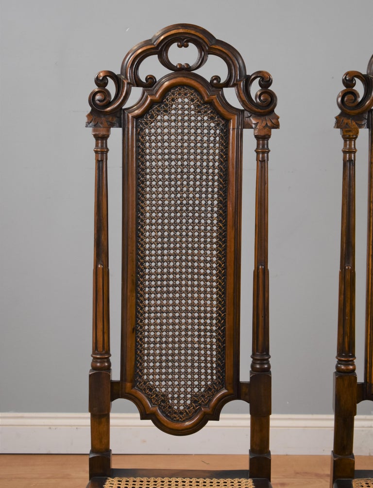 Pair of Walnut Carolean Style High Back Chairs at 1stDibs